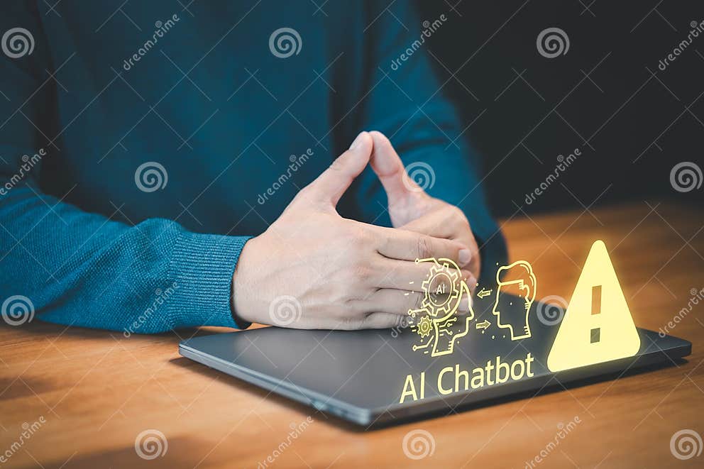 User Male Using Laptop Chatting with a Smart AI Using an Artificial ...