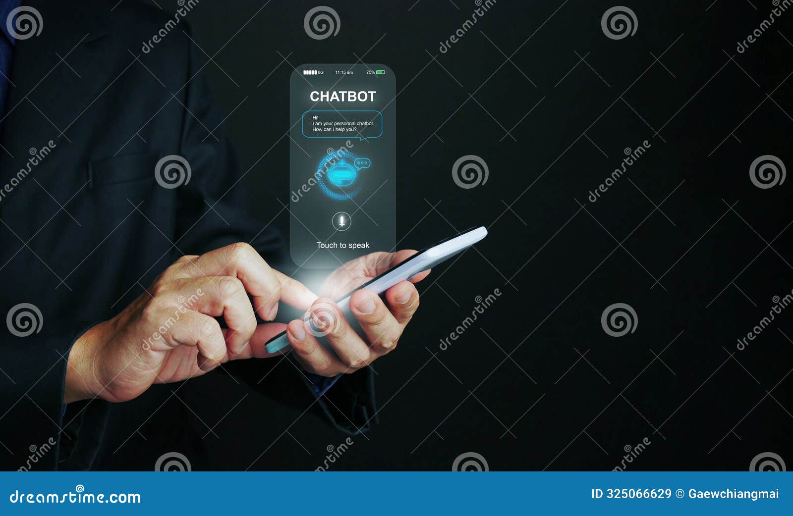 Chat with Ai. a Man Using Chatbot Application Technology To Communicate ...