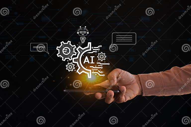 Chat AI Technology Artificial Intelligence a Person Using Smart Robot Technology, AI, Artificial ...