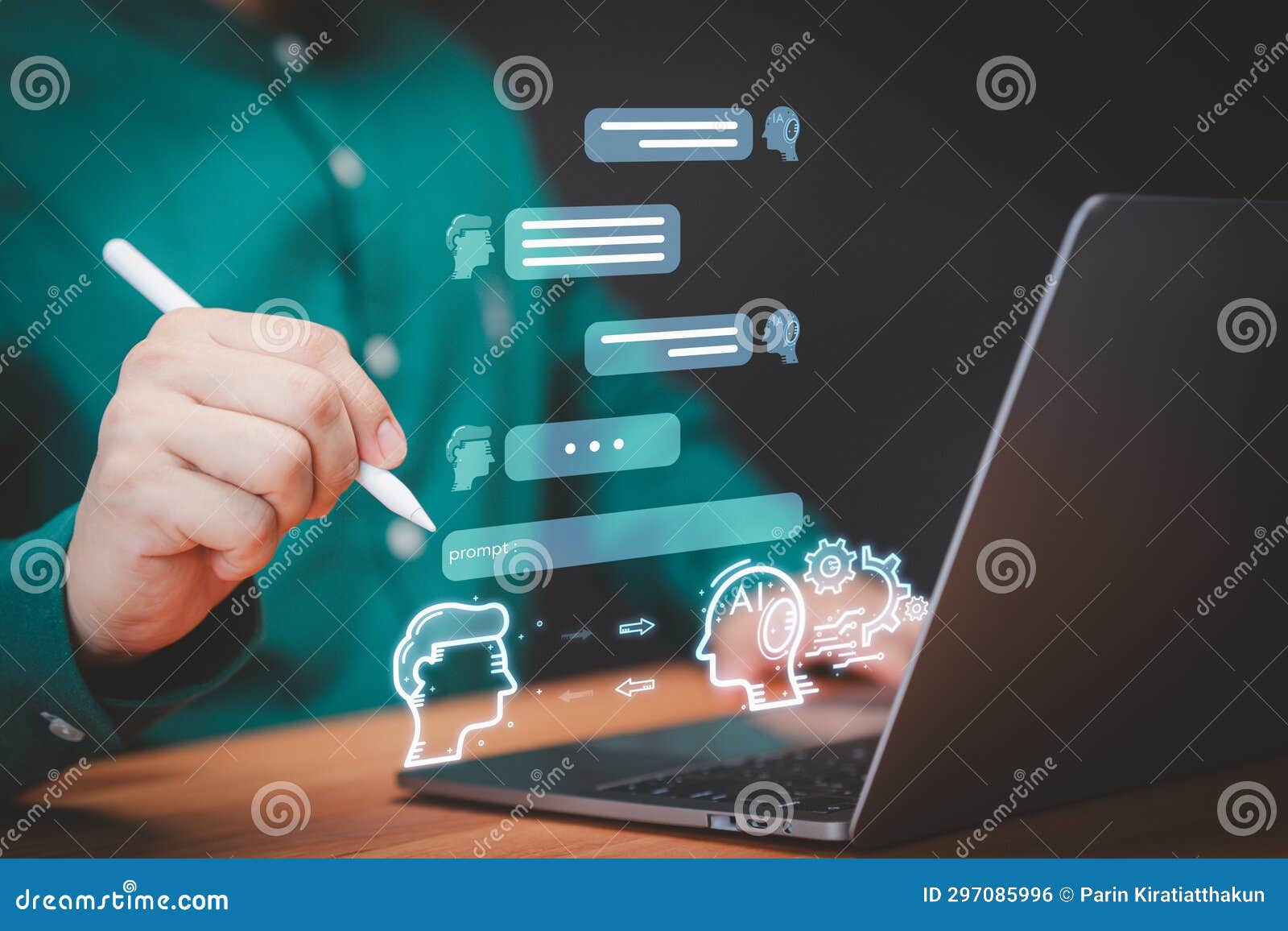 Chat with Ai. User Man Chatting with a Smart AI or Artificial ...