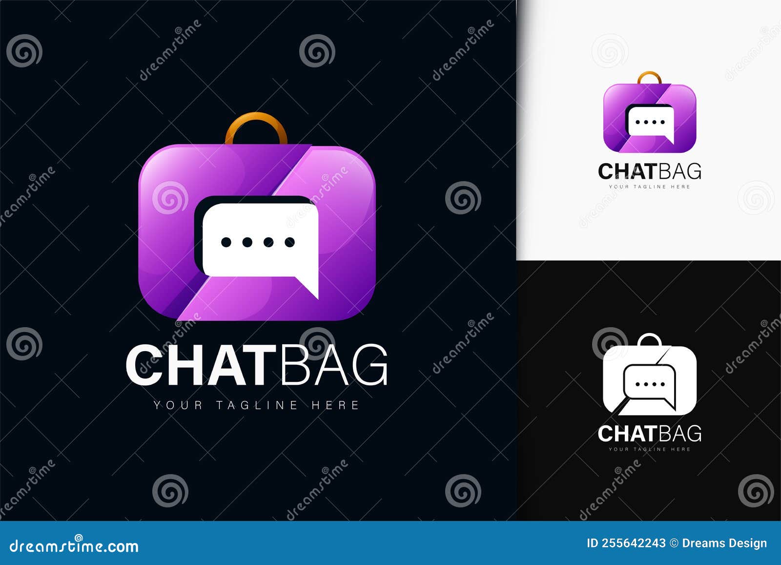 Chat Bag Logo Design with Gradient Stock Vector - Illustration of creative, sale: 255642243