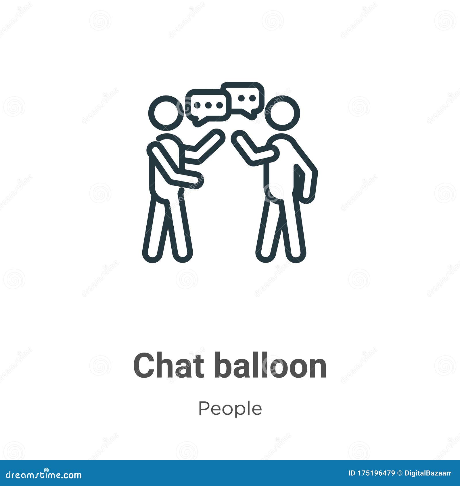 Chat Balloon Outline Vector Icon. Thin Line Black Chat Balloon Icon ...