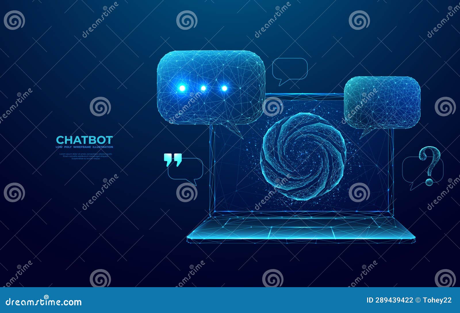 Chat Bot Abstract Logo on a Laptop Screen and Speech Bubbles Stock ...