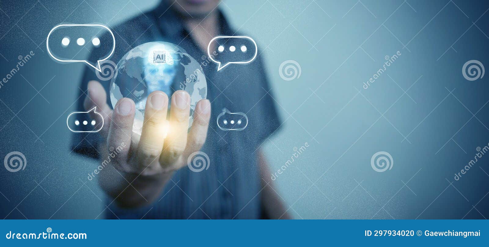 Chat Bot Chat with Ai. Virtual Graphic of AI Tech and Global Connection ...