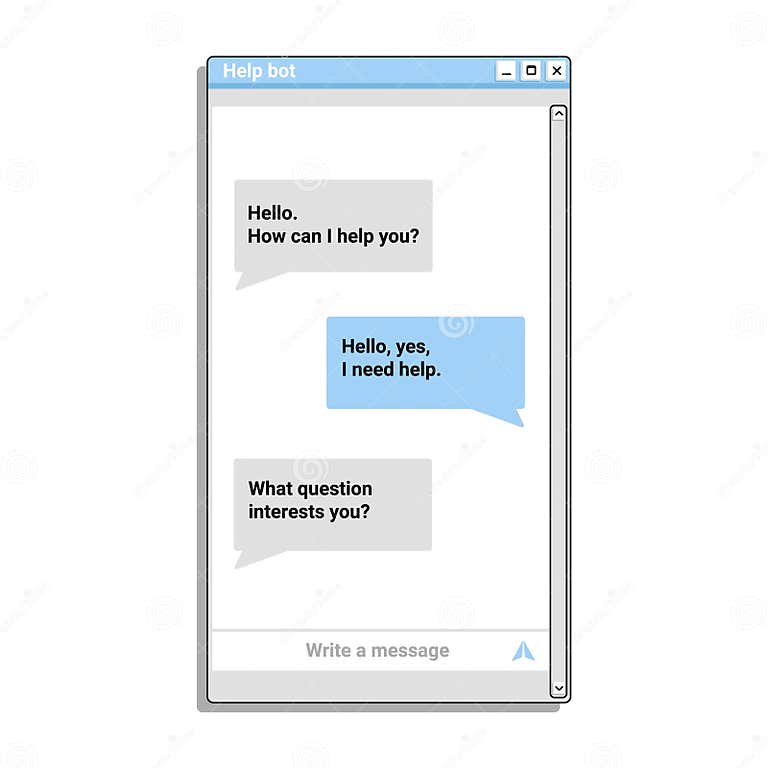 Chat Bot Application in Blue Color Window for Phone. Mobile Bot ...