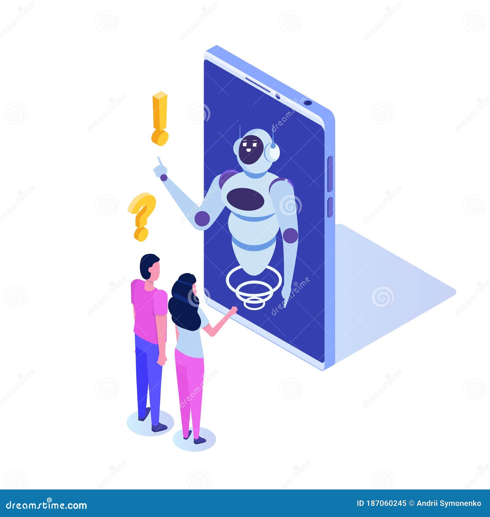 Chat Bot, Artificial Intelligence Isometric. Business AI and IOT ...