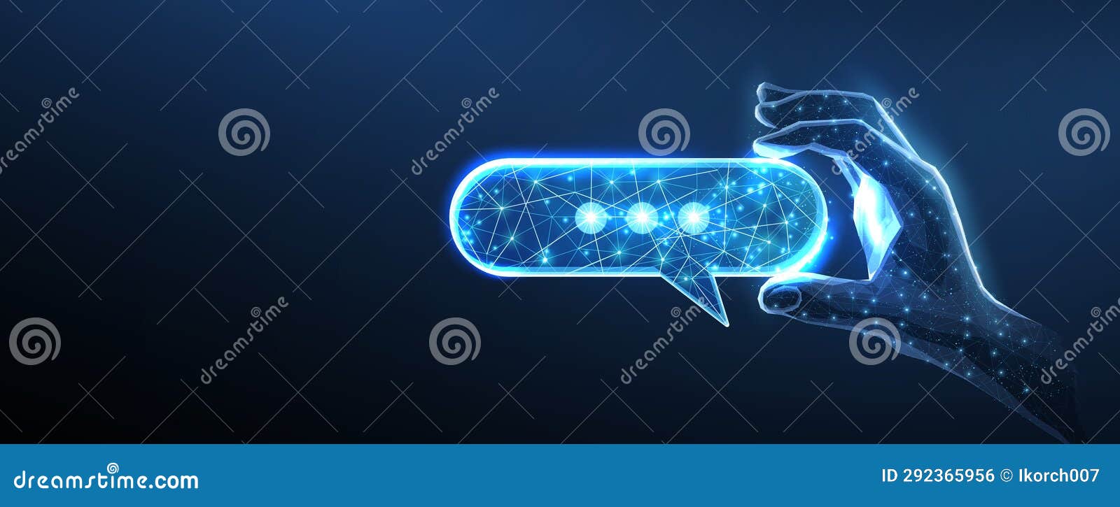 Chat Bot Assistance. Polygonal Bubble Speech in Digital Hand. AI ...