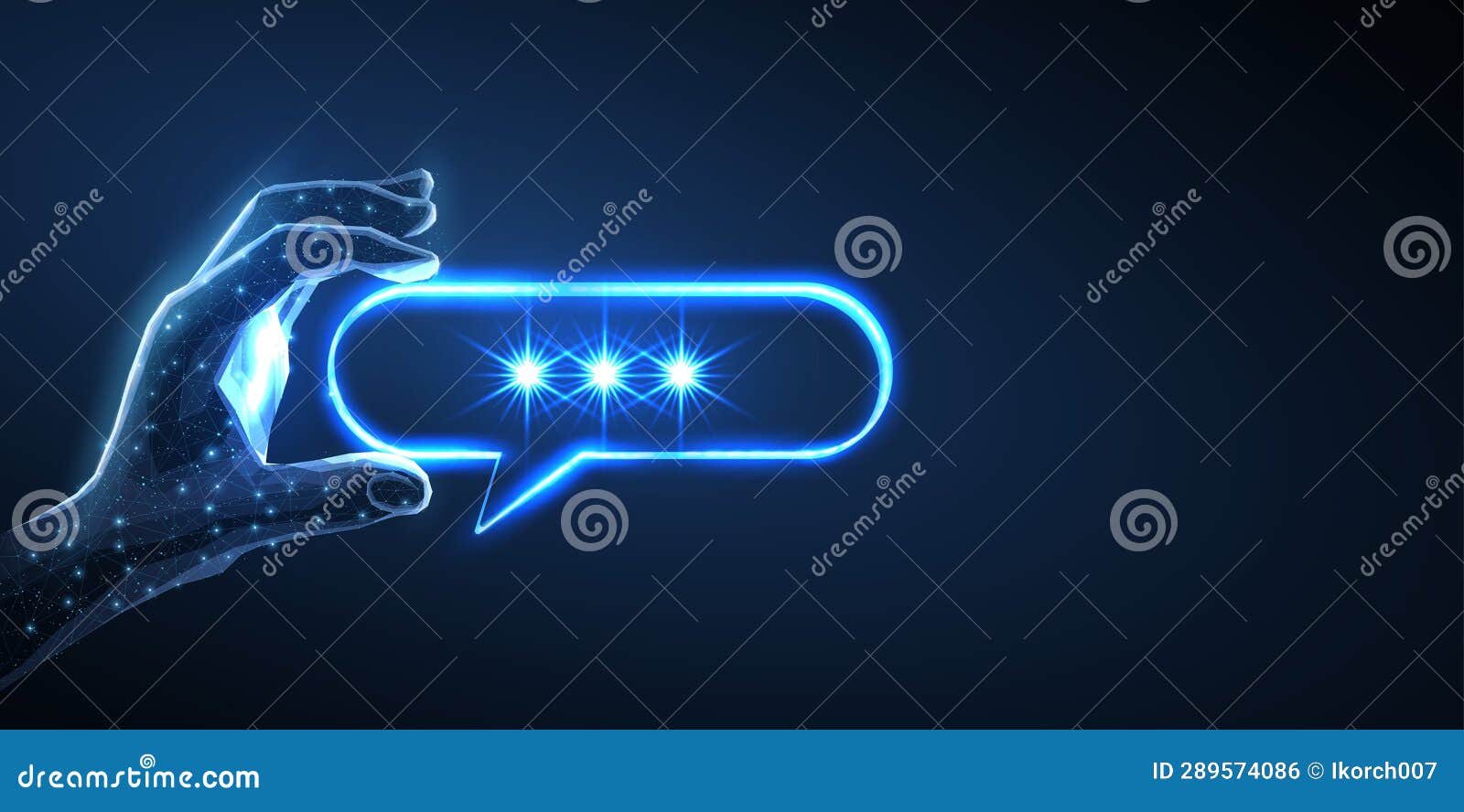 Chat Bot Assistance. Polygonal Bubble Speech in Digital Hand. AI ...