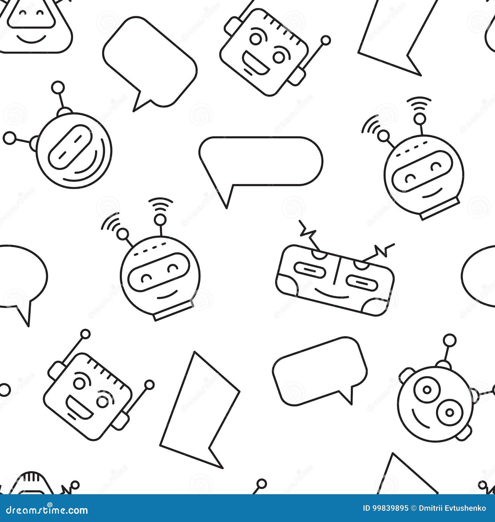 Chat Bot and Bubble Seamless Pattern Stock Vector - Illustration of ...