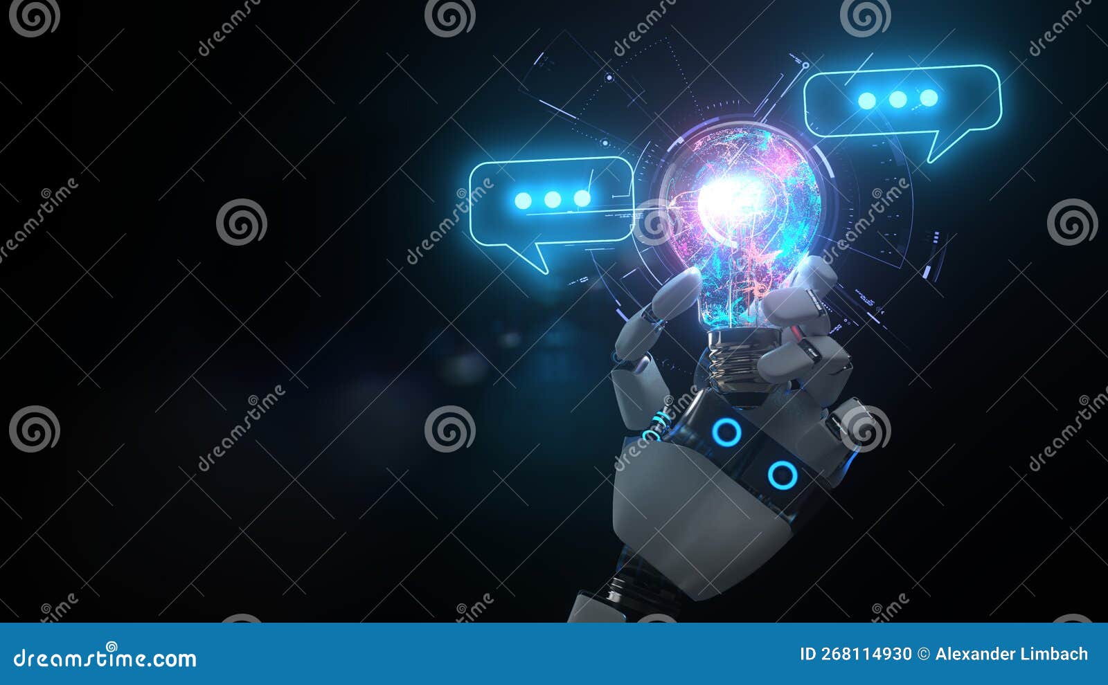 Chat Bot with a Bulb stock illustration. Illustration of creativity ...
