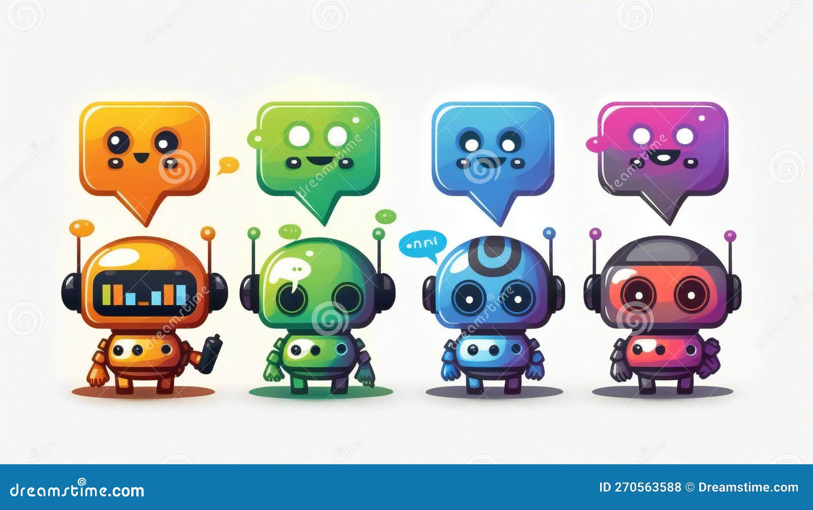 Chat Bot Cartoon Artificial Intelligence Concept, Cute Character and ...