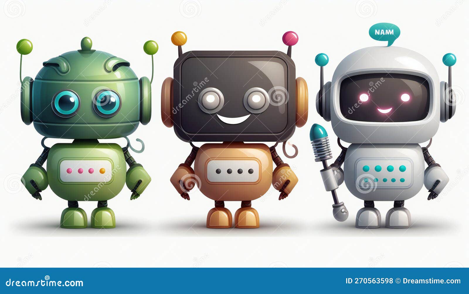 Chat Bot Cartoon Artificial Intelligence Concept, Cute Character and ...