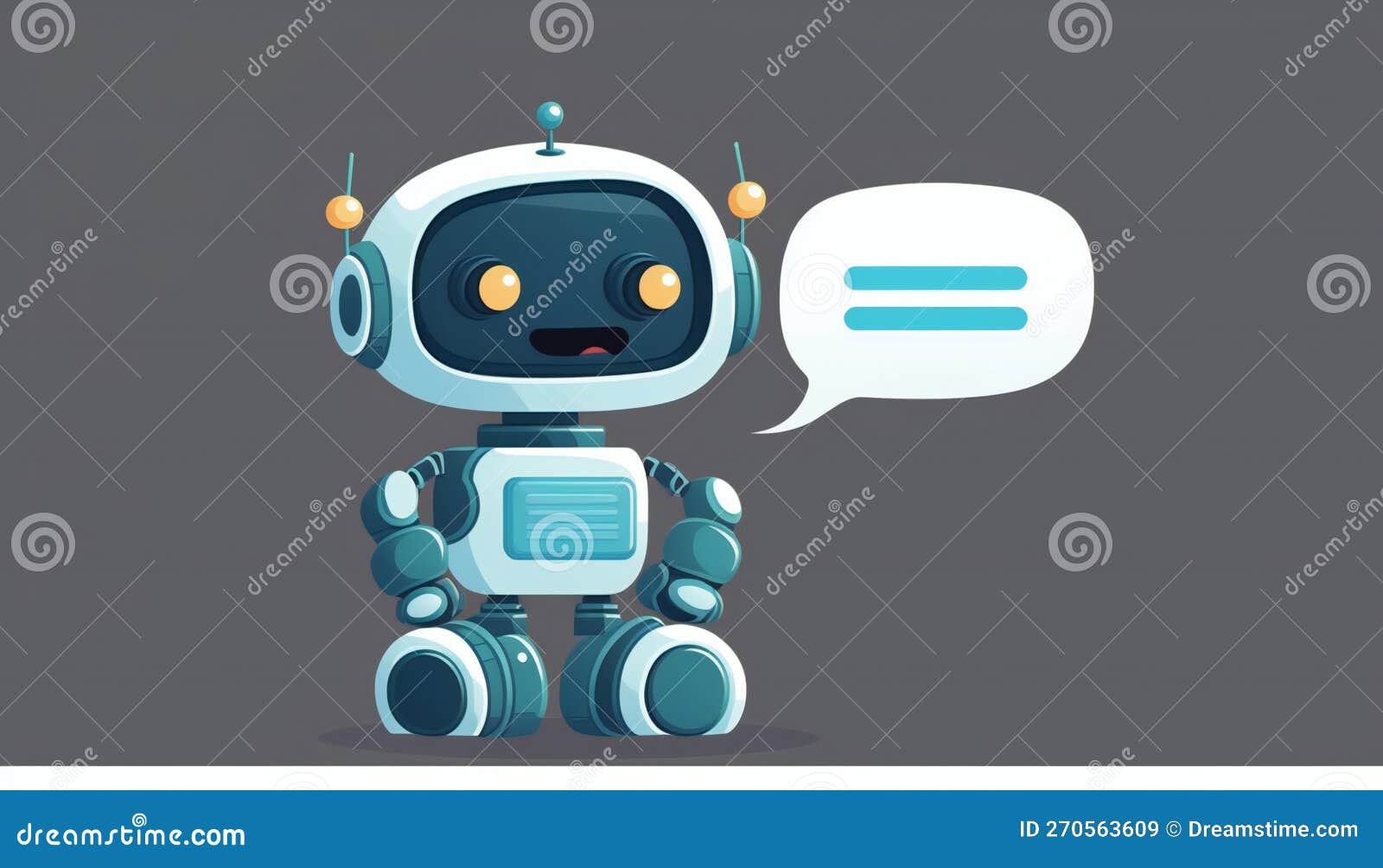 Chat Bot Cartoon Artificial Intelligence Concept, Cute Character and ...