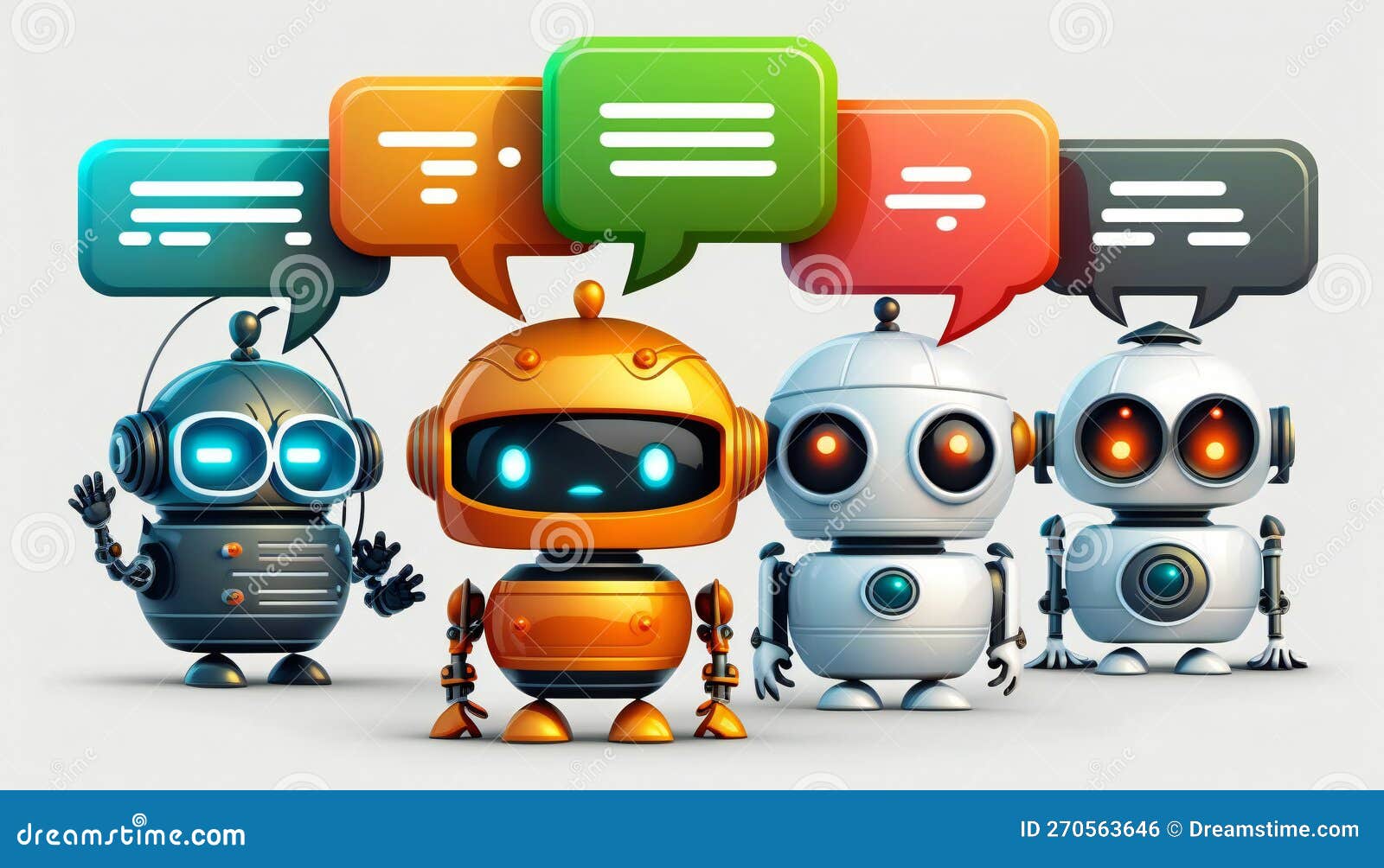 Chat Bot Cartoon Artificial Intelligence Concept, Cute Character and ...