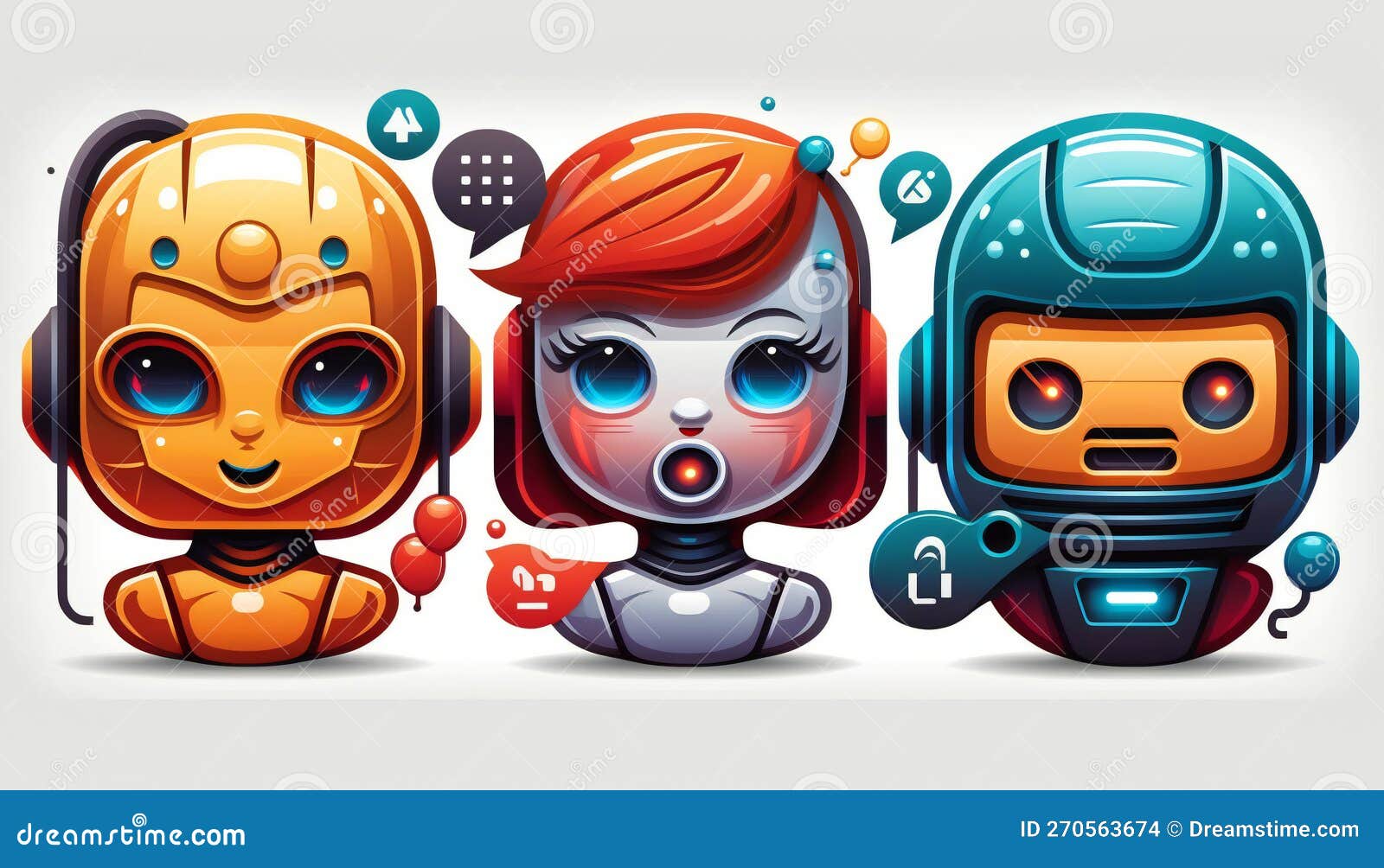 Chat Bot Cartoon Artificial Intelligence Concept, Cute Character and ...