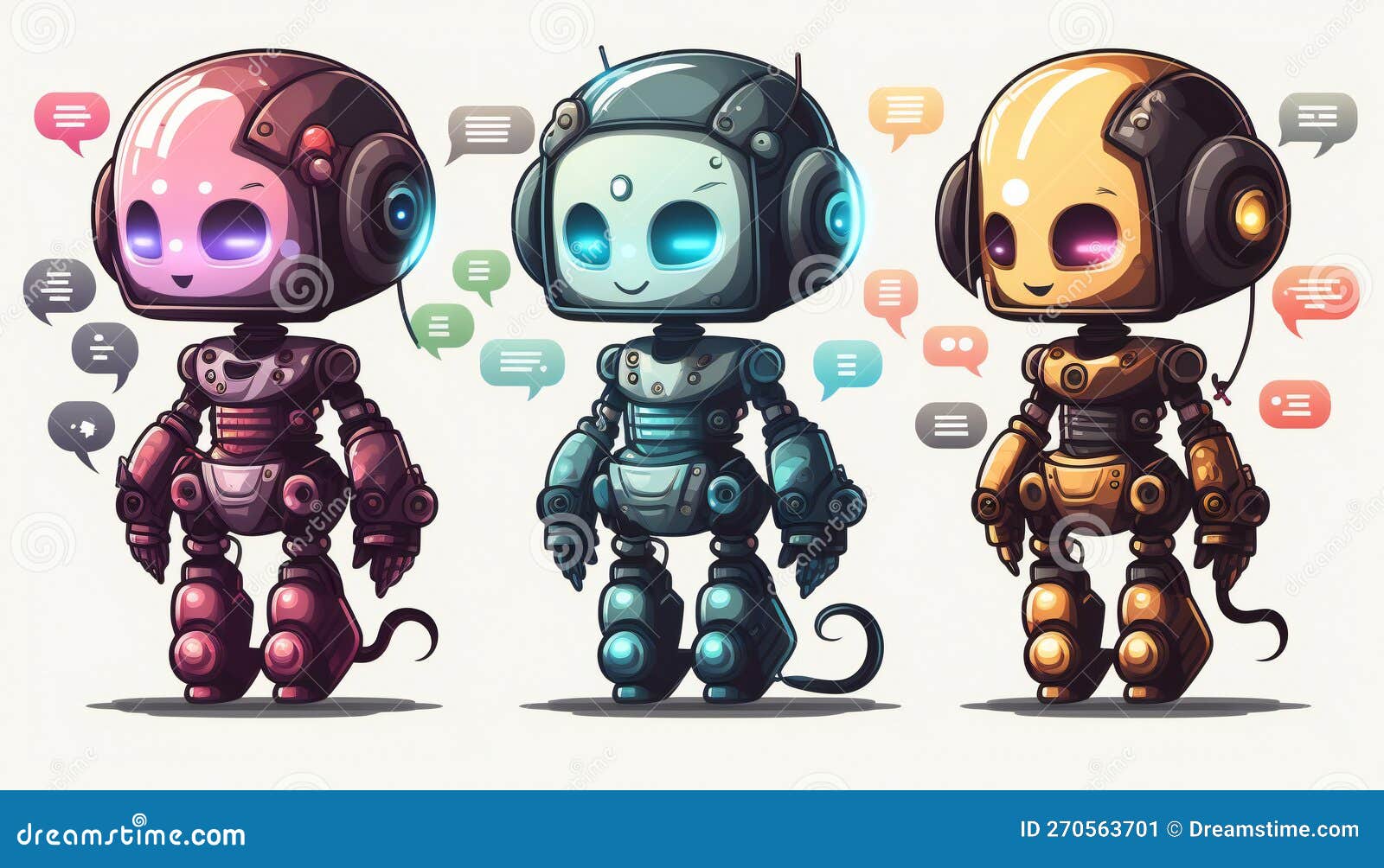 Chat Bot Cartoon Artificial Intelligence Concept, Cute Character and ...