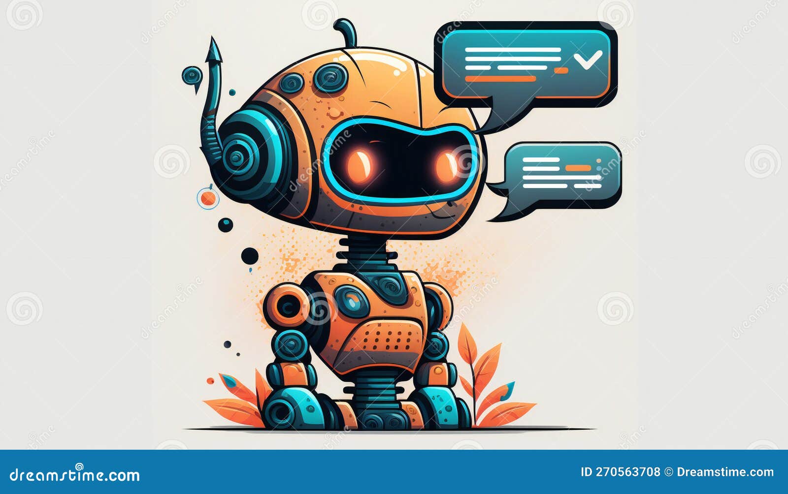 Chat Bot Cartoon Artificial Intelligence Concept, Cute Character and ...