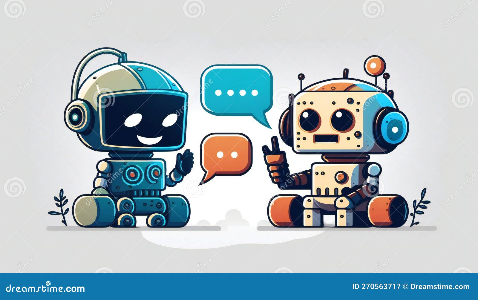 Chat Bot Cartoon Artificial Intelligence Concept, Cute Character and ...