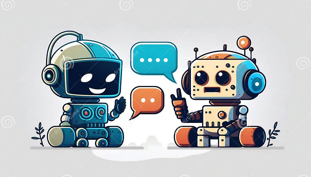 Chat Bot Cartoon Artificial Intelligence Concept, Cute Character and ...