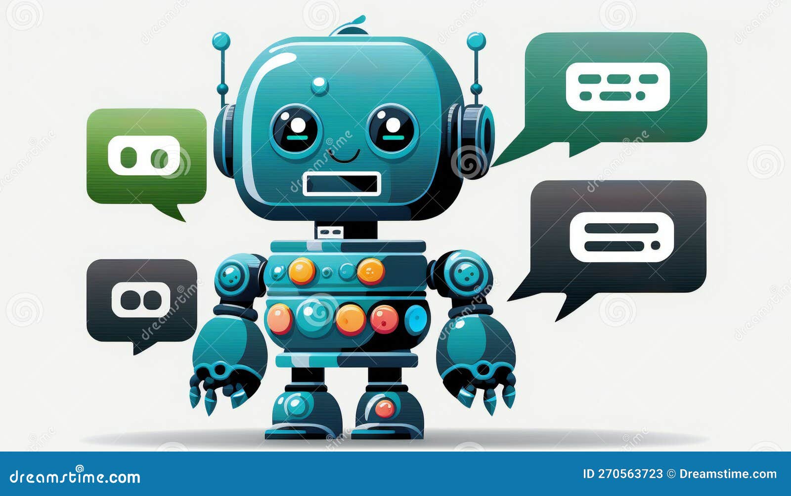 Chat Bot Cartoon Artificial Intelligence Concept, Cute Character and ...