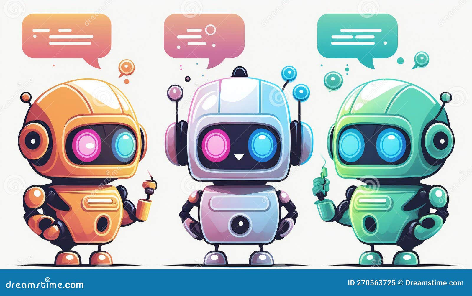 Chat Bot Cartoon Artificial Intelligence Concept, Cute Character and ...