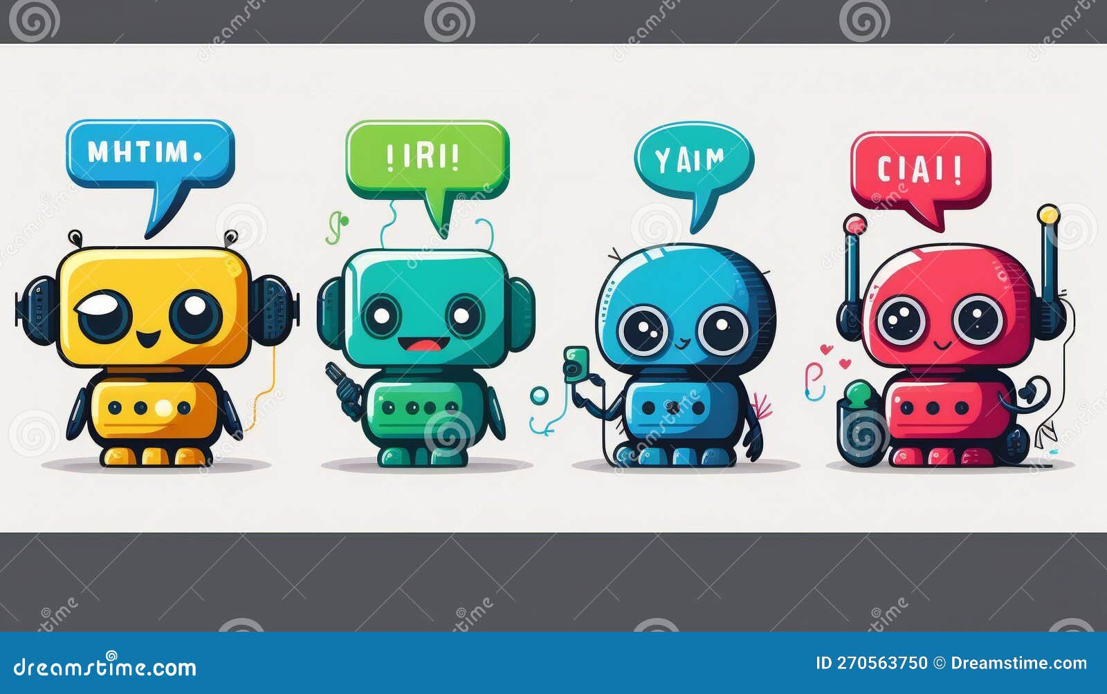 Chat Bot Cartoon Artificial Intelligence Concept, Cute Character and ...