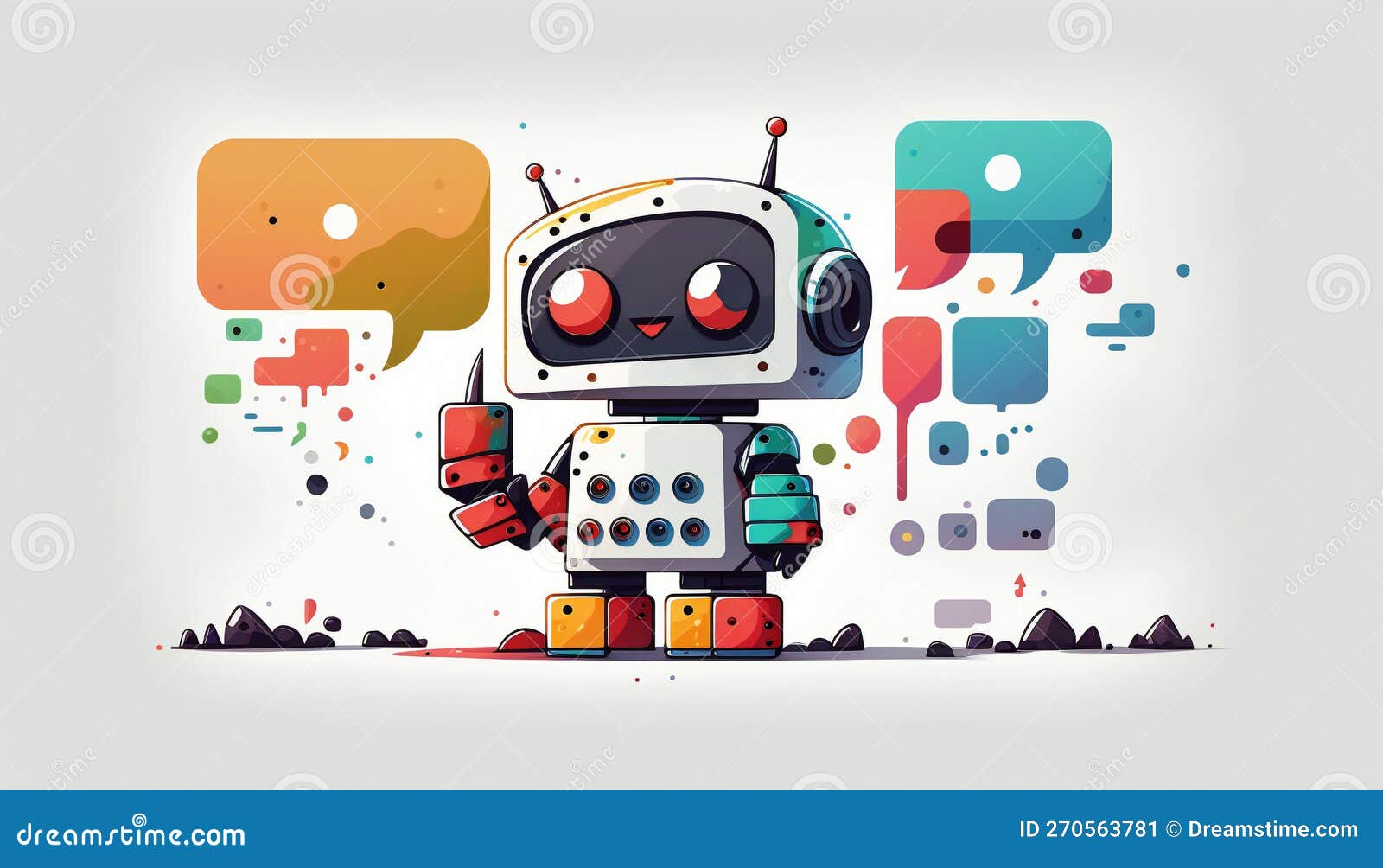 Chat Bot Cartoon Artificial Intelligence Concept, Cute Character and ...