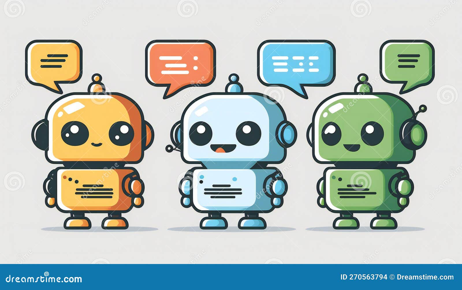 Chat Bot Cartoon Artificial Intelligence Concept, Cute Character and ...
