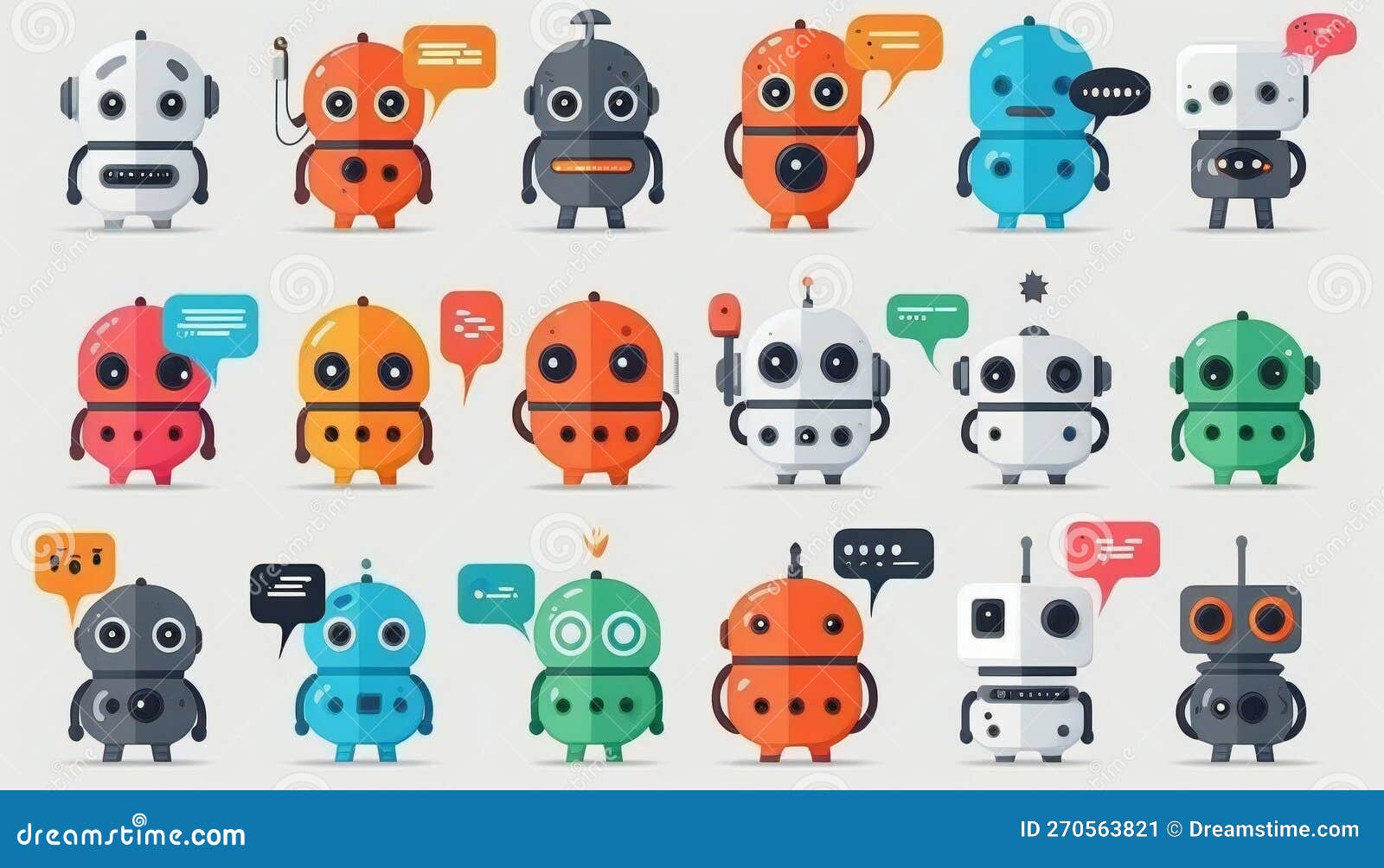 Chat Bot Cartoon Artificial Intelligence Concept, Cute Character and ...