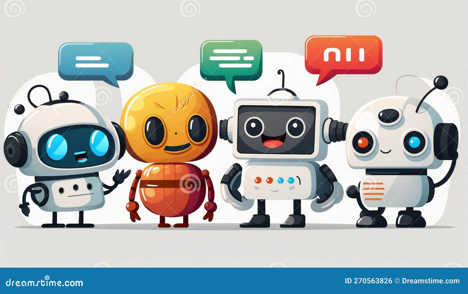 Chat Bot Cartoon Artificial Intelligence Concept, Cute Character and ...