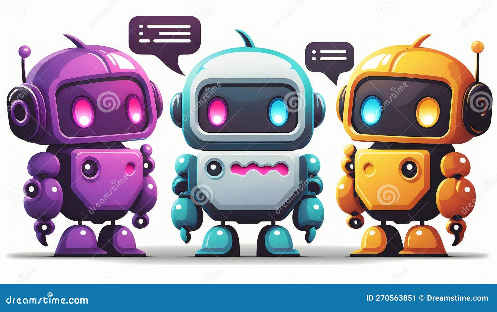 Chat Bot Cartoon Artificial Intelligence Concept, Cute Character and ...