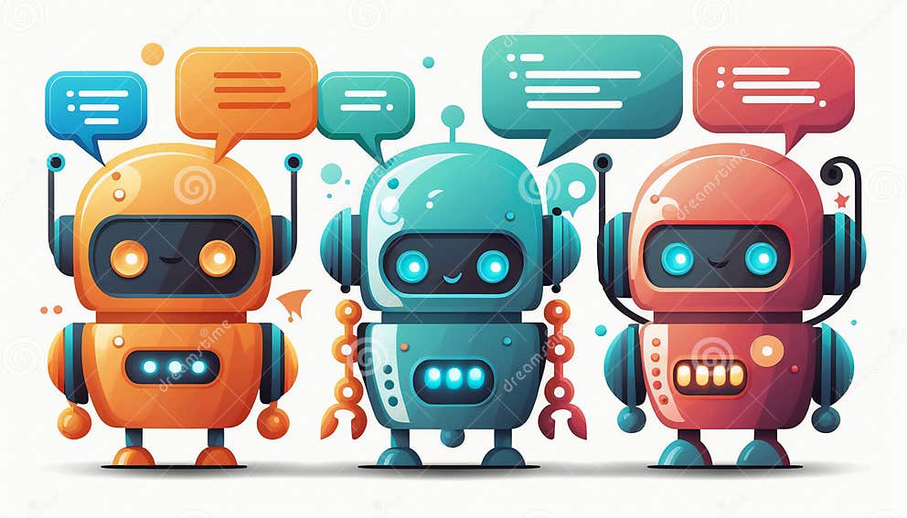 Chat Bot Cartoon Artificial Intelligence Concept, Cute Character and ...