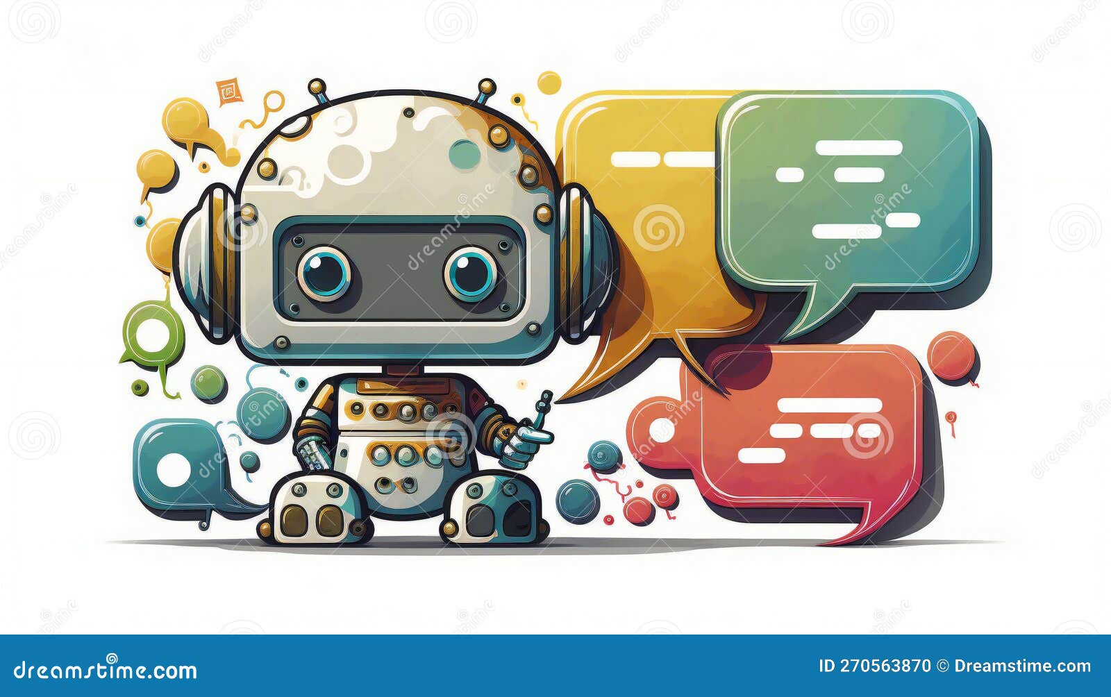 Chat Bot Cartoon Artificial Intelligence Concept, Cute Character and ...