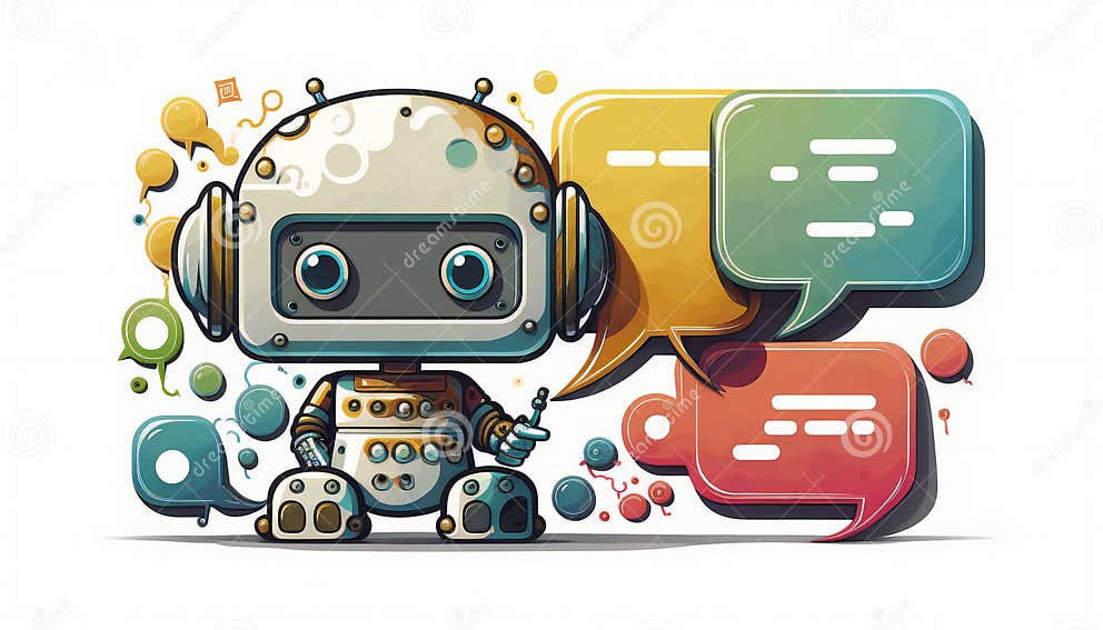 Chat Bot Cartoon Artificial Intelligence Concept, Cute Character and ...