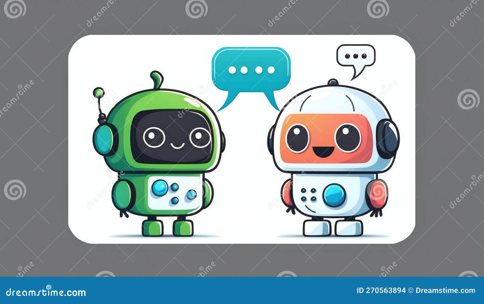 Chat Bot Cartoon Artificial Intelligence Concept, Cute Character and ...