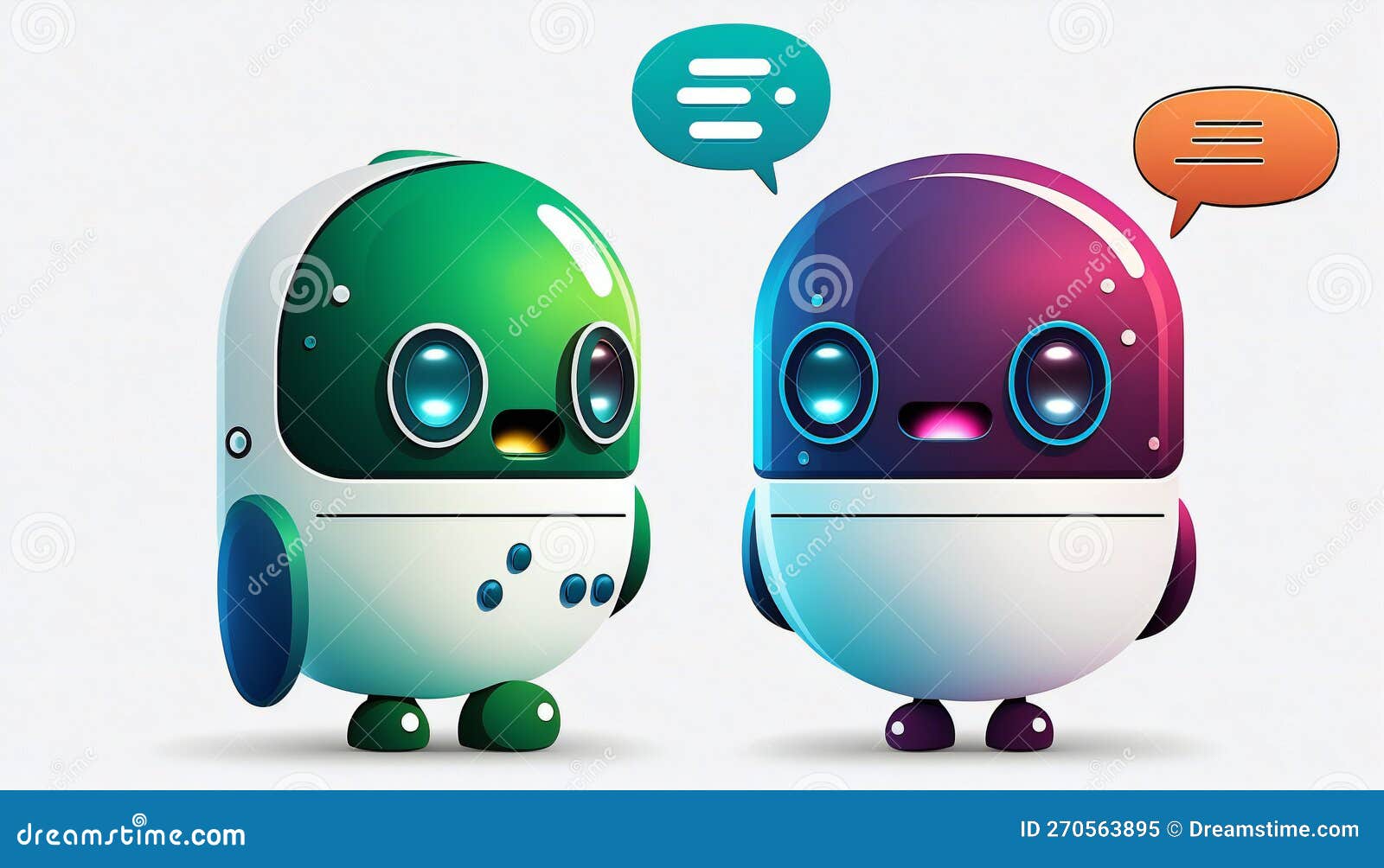 Chat Bot Cartoon Artificial Intelligence Concept, Cute Character and ...