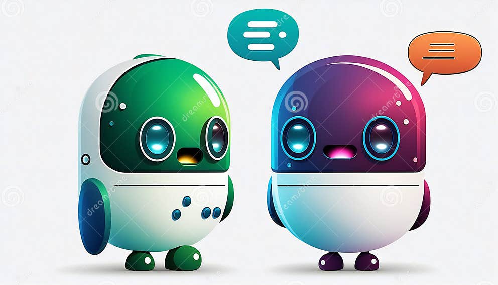 Chat Bot Cartoon Artificial Intelligence Concept, Cute Character and ...