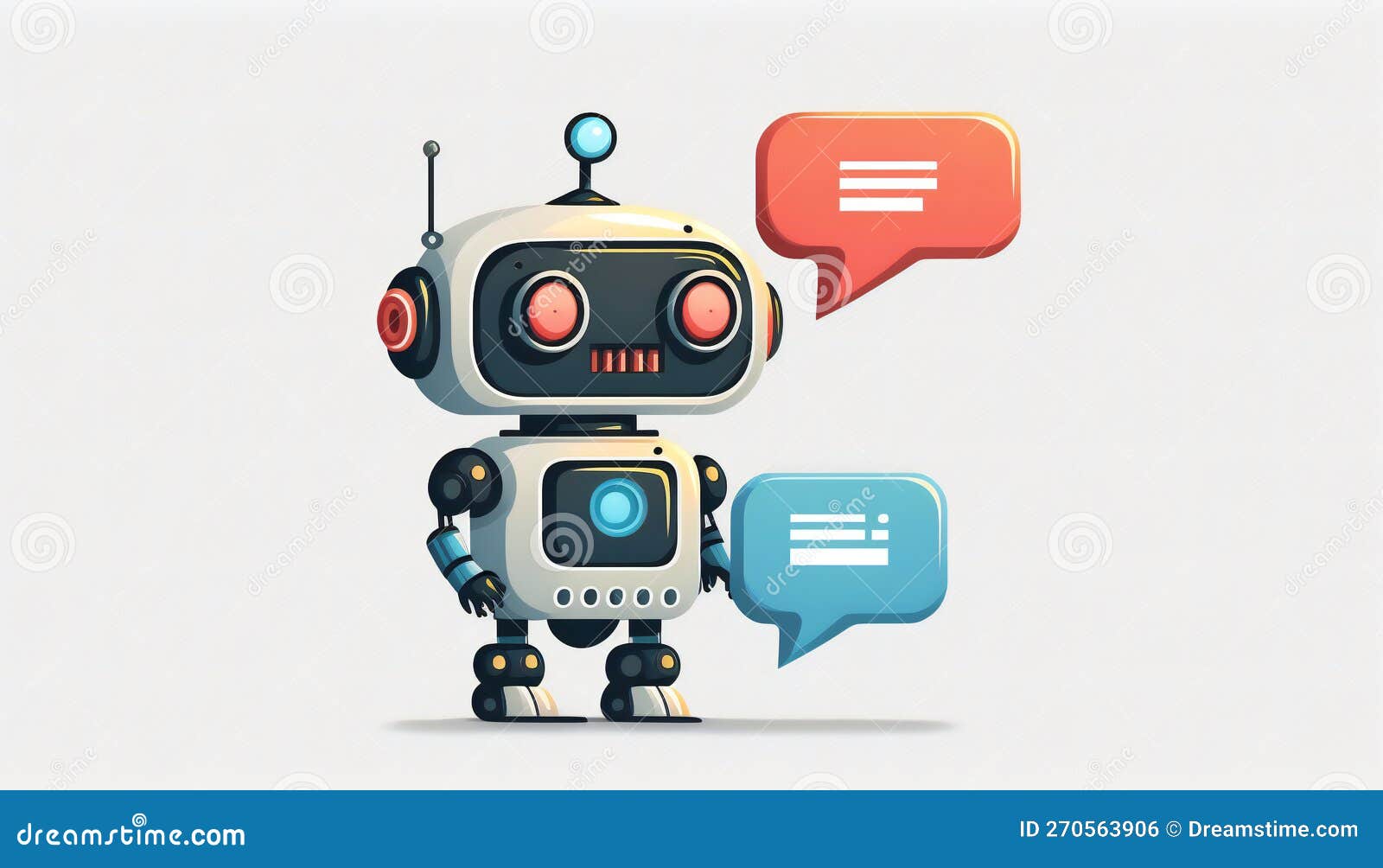 Chat Bot Cartoon Artificial Intelligence Concept, Cute Character and ...