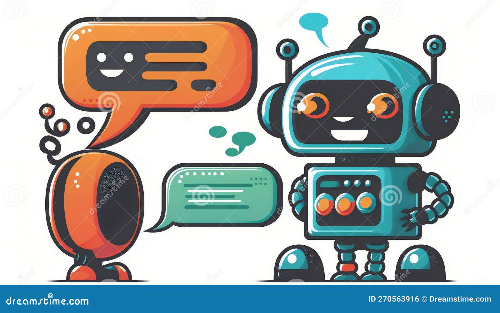 Chat Bot Cartoon Artificial Intelligence Concept, Cute Character and ...