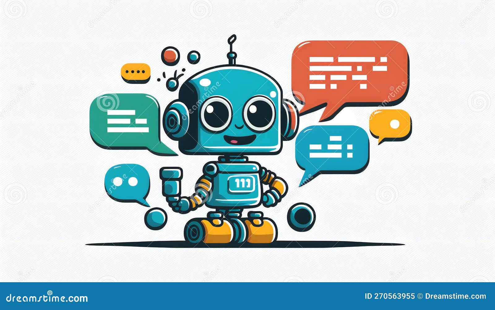 Chat Bot Cartoon Artificial Intelligence Concept, Cute Character and ...