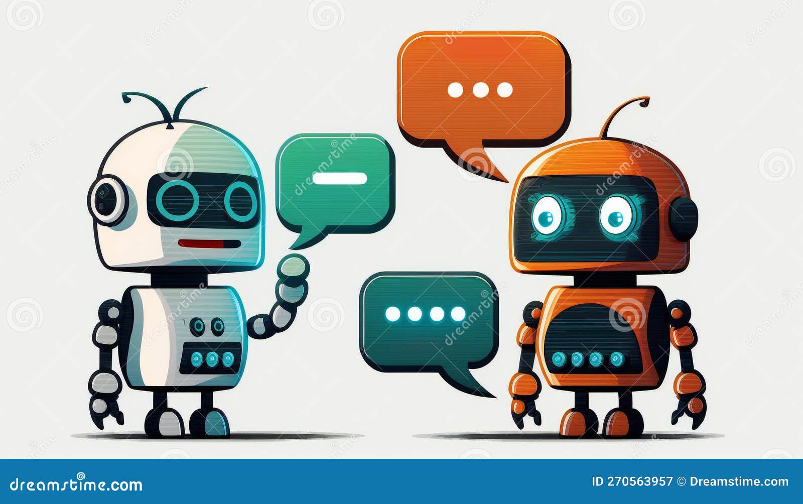 Chat Bot Cartoon Artificial Intelligence Concept, Cute Character and ...