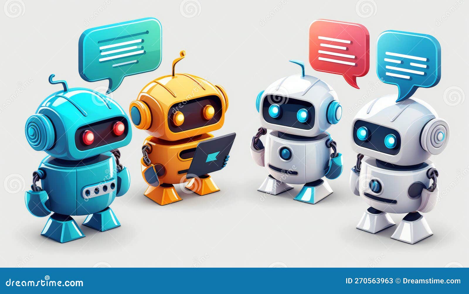 Chat Bot Cartoon Artificial Intelligence Concept, Cute Character and ...