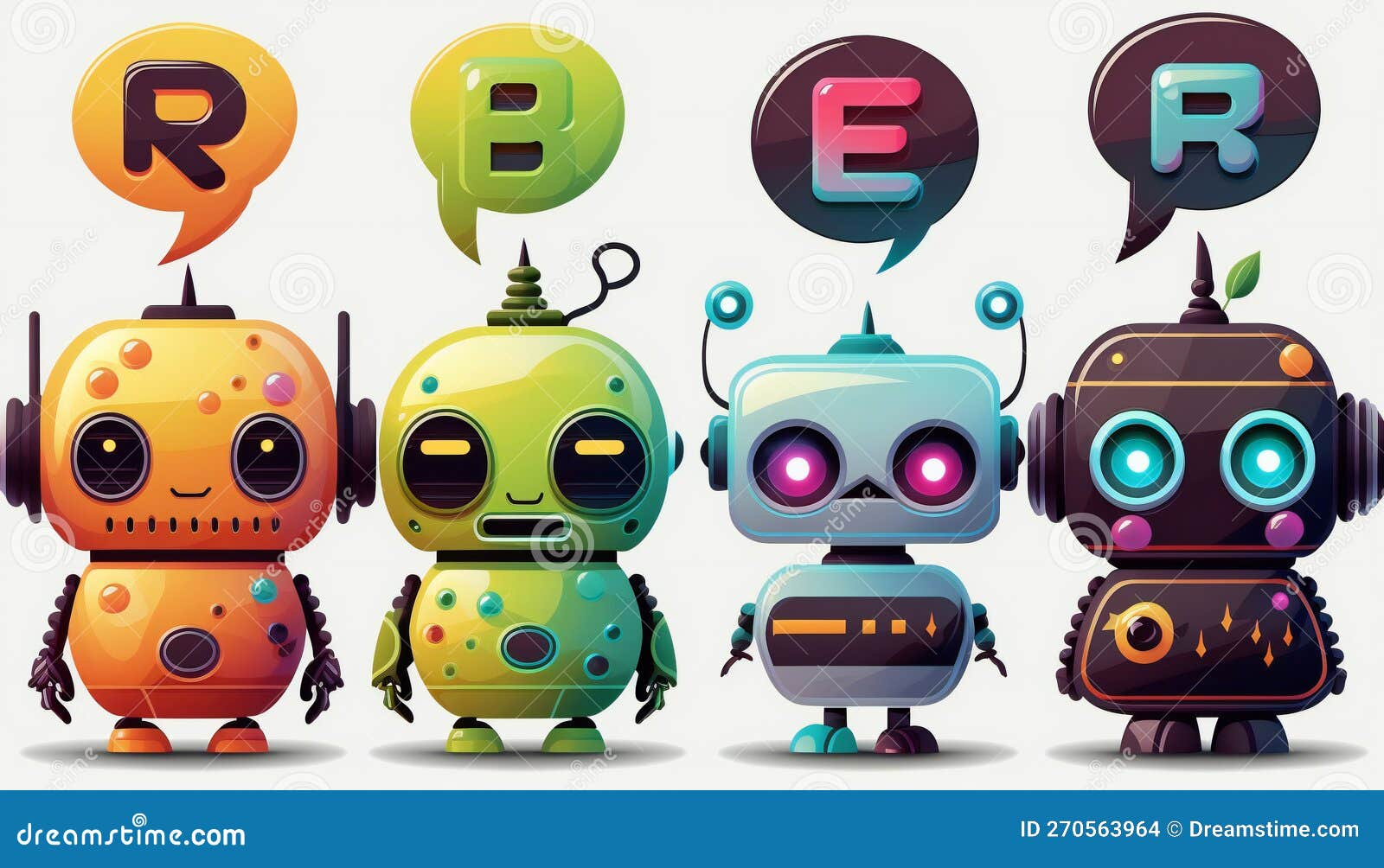 Chat Bot Cartoon Artificial Intelligence Concept, Cute Character and ...