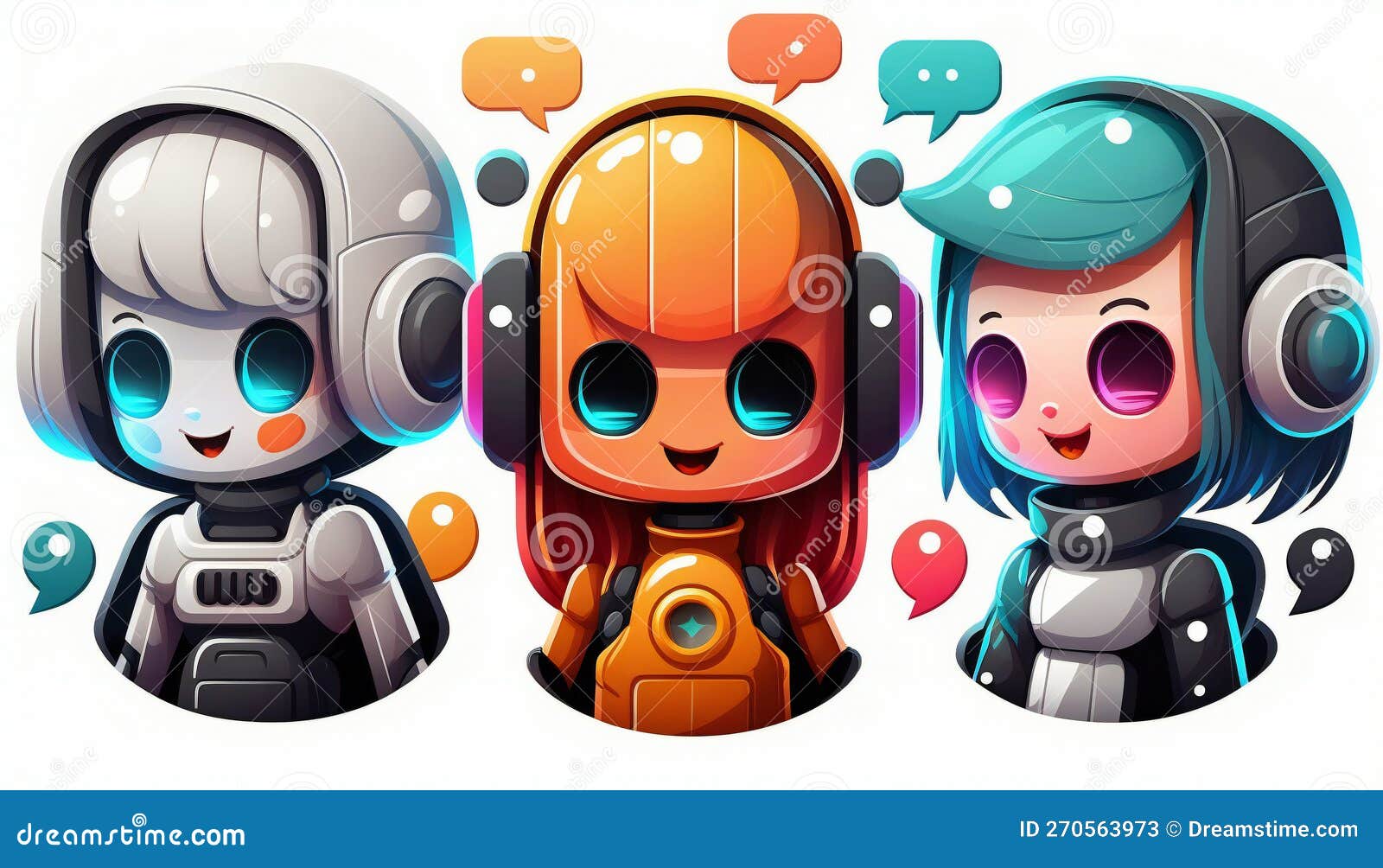 Chat Bot Cartoon Artificial Intelligence Concept, Cute Character and ...