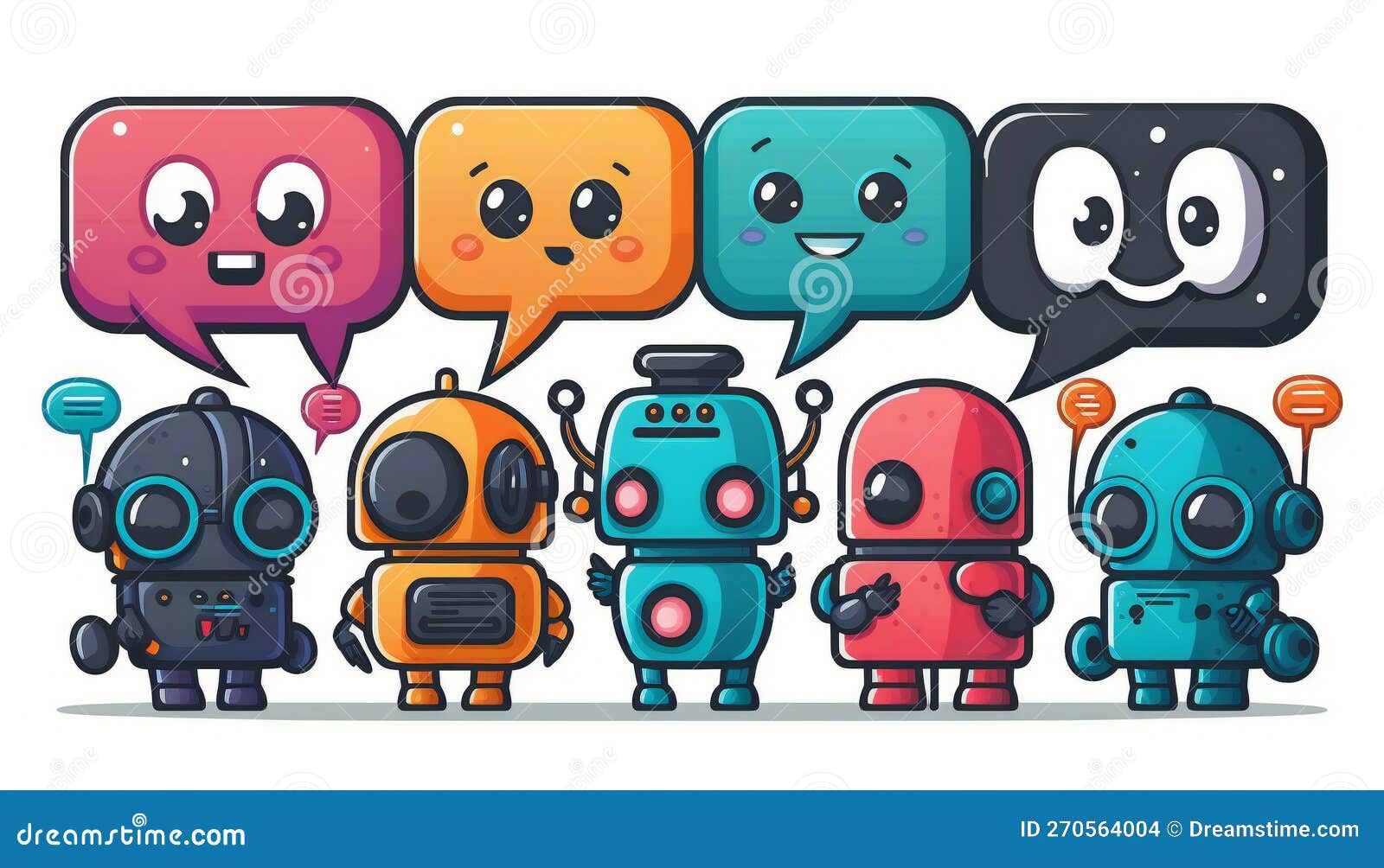 Chat Bot Cartoon Artificial Intelligence Concept, Cute Character and ...