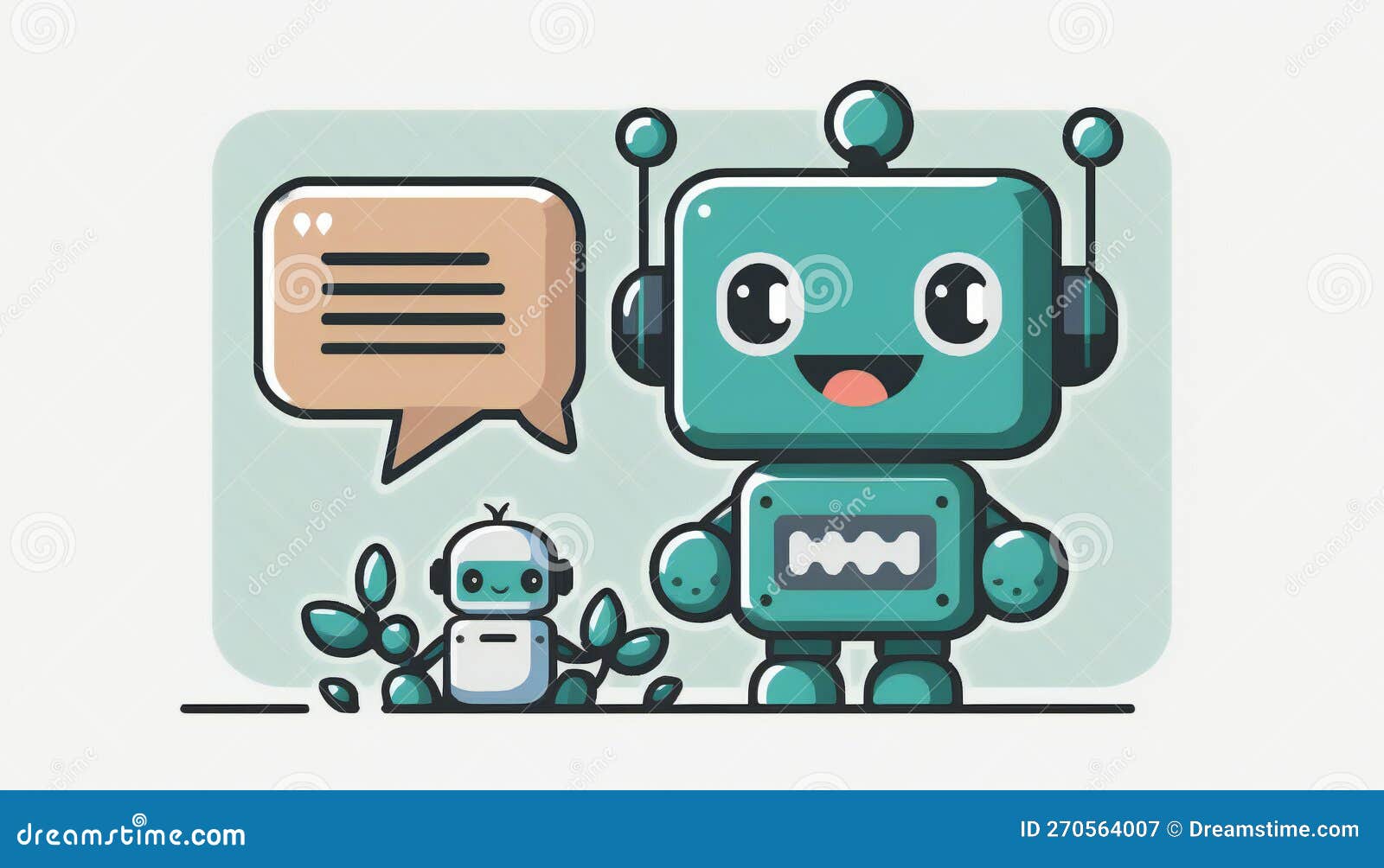 Chat Bot Cartoon Artificial Intelligence Concept, Cute Character and ...