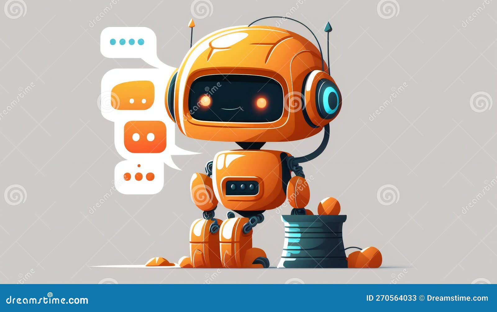Chat Bot Cartoon Artificial Intelligence Concept, Cute Character and ...