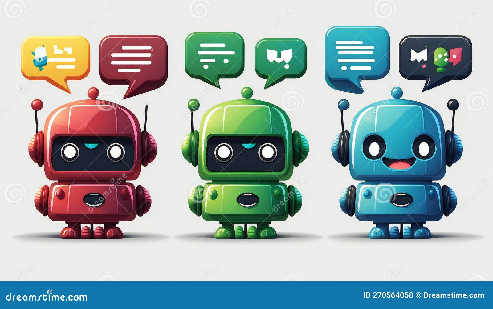 Chat Bot Cartoon Artificial Intelligence Concept, Cute Character and ...