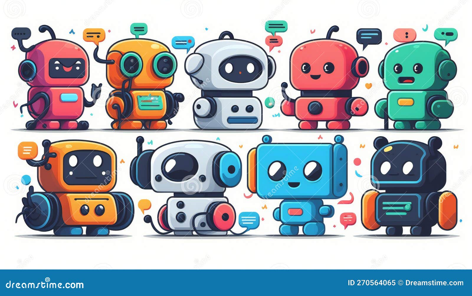 Chat Bot Cartoon Artificial Intelligence Concept, Cute Character and ...