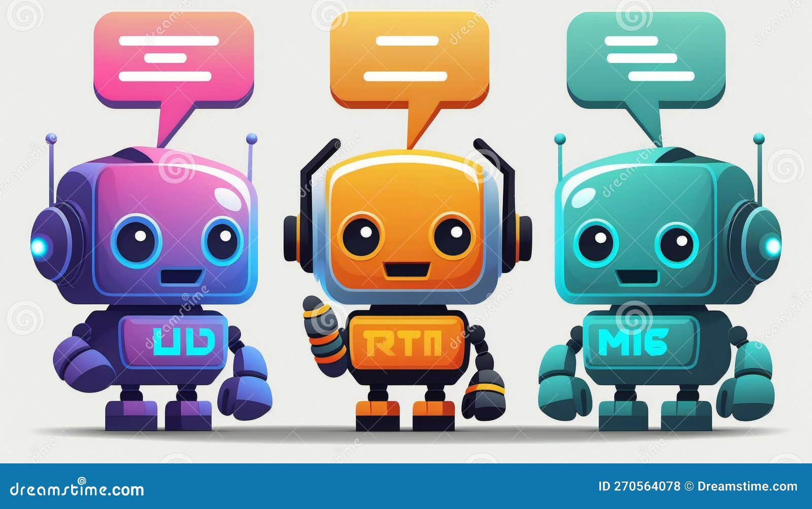 Chat Bot Cartoon Artificial Intelligence Concept, Cute Character and ...